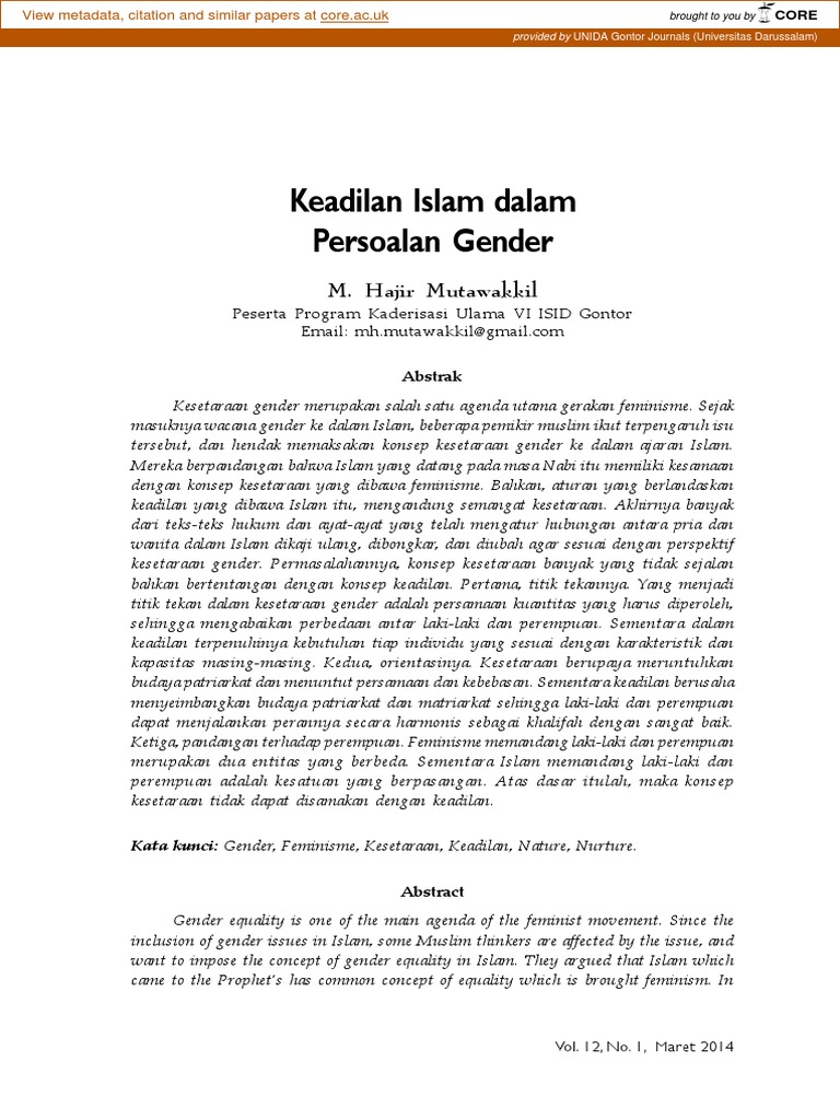 (Mutawakkil) Keadilan Islam Dalam Persoalan Gender | PDF