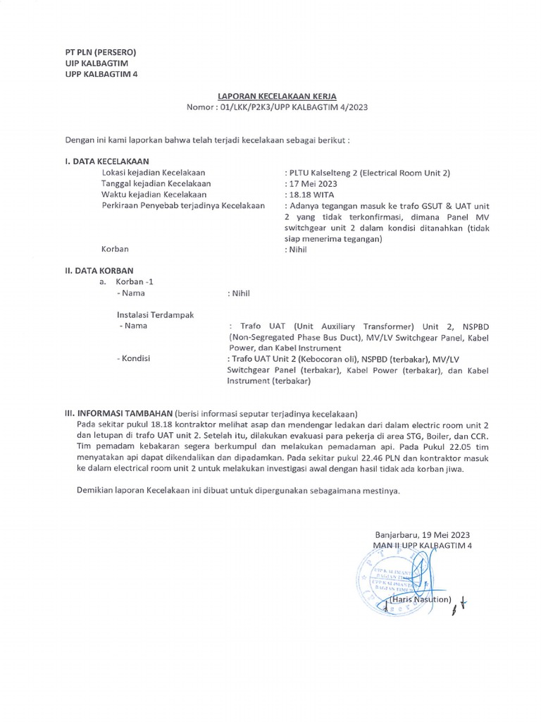 Trafo UAT (Unit Auxiliary Transformer) Unit 2, NSPBD | PDF