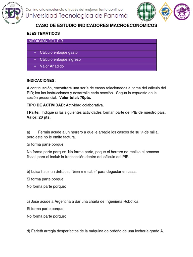 Taller Practico Calculo PIB | PDF | Producto Interno Bruto | Valor añadido