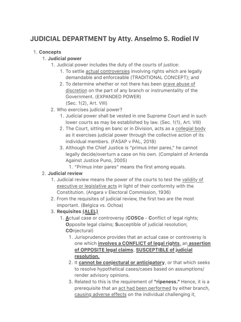 JUDICIAL DEPARTMENT by Atty. Anselmo S. Rodiel IV | PDF | Supreme Court ...