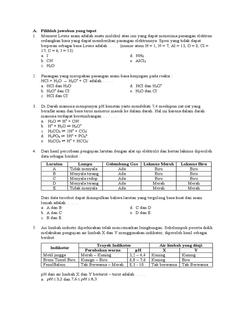 latihan kimia kelas XI | PDF