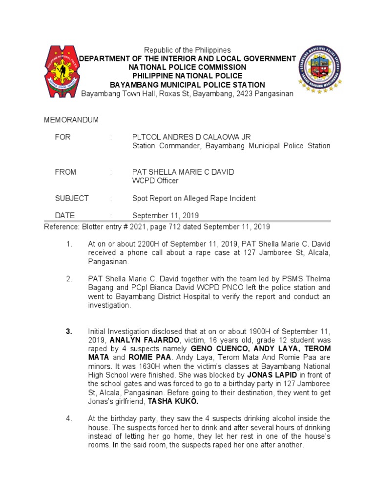 Spot Report 3 | PDF | Criminal Law | Crimes