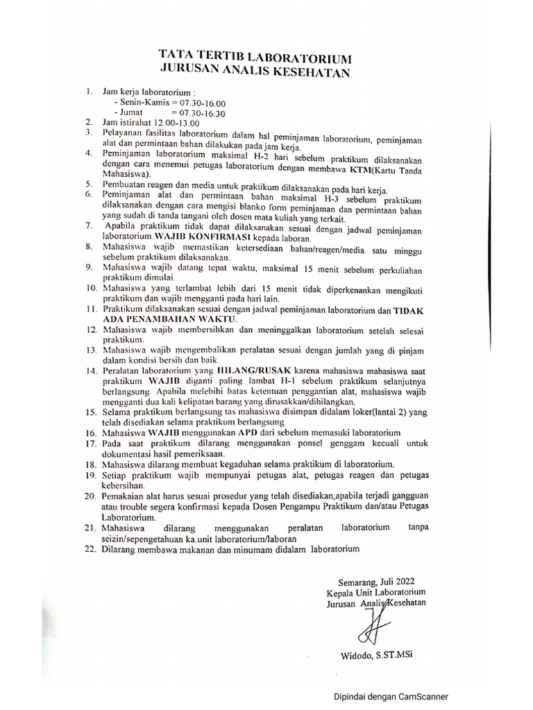 Tata Tertib Laboratorium | PDF