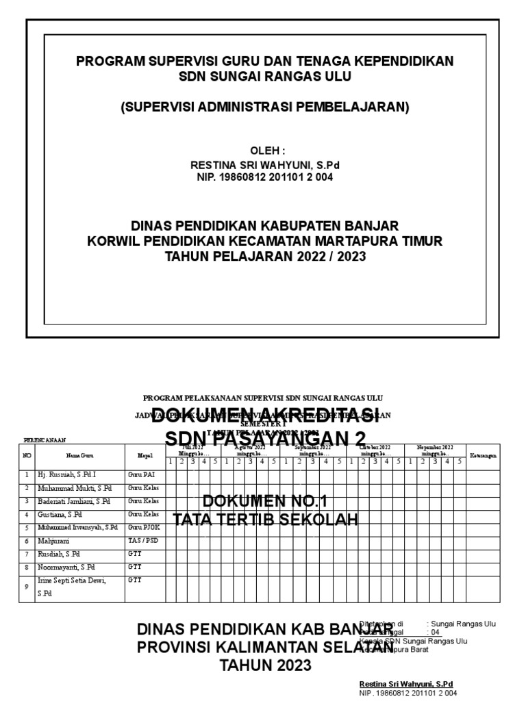 Program Pelaksanaan Supervisi | PDF