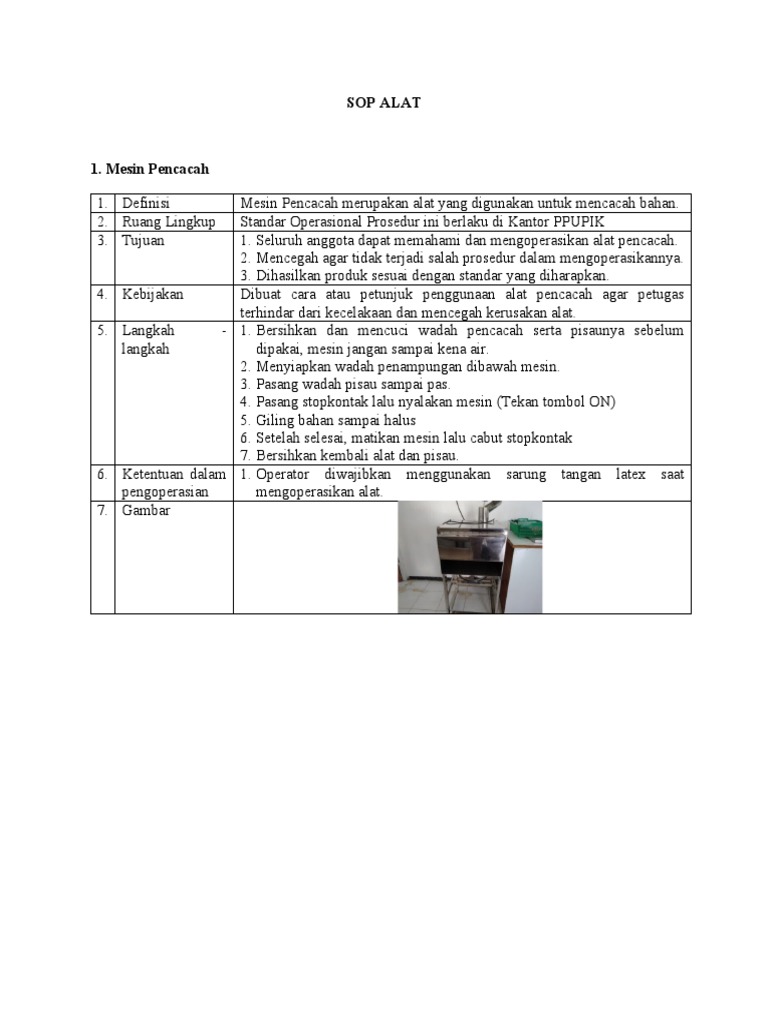 Sop Alat Fix | PDF