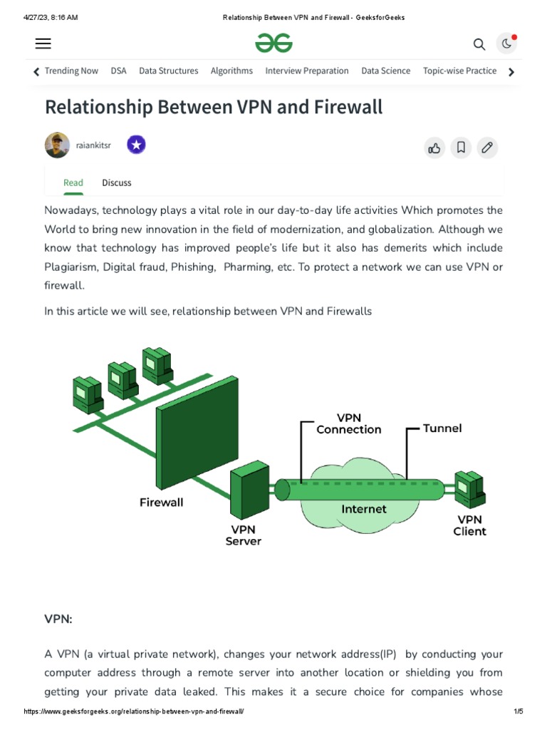 Relationship Between VPN and Firewall - GeeksforGeeks | PDF | Virtual ...