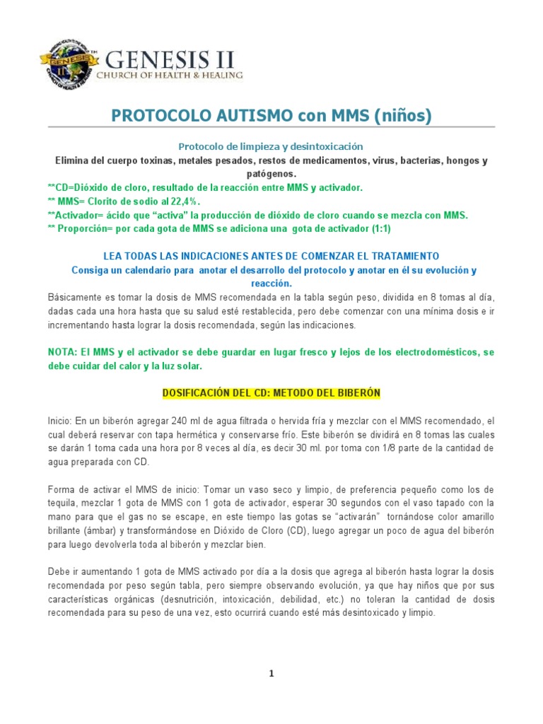 Protocolo Autismo Con MMS | PDF | Agua