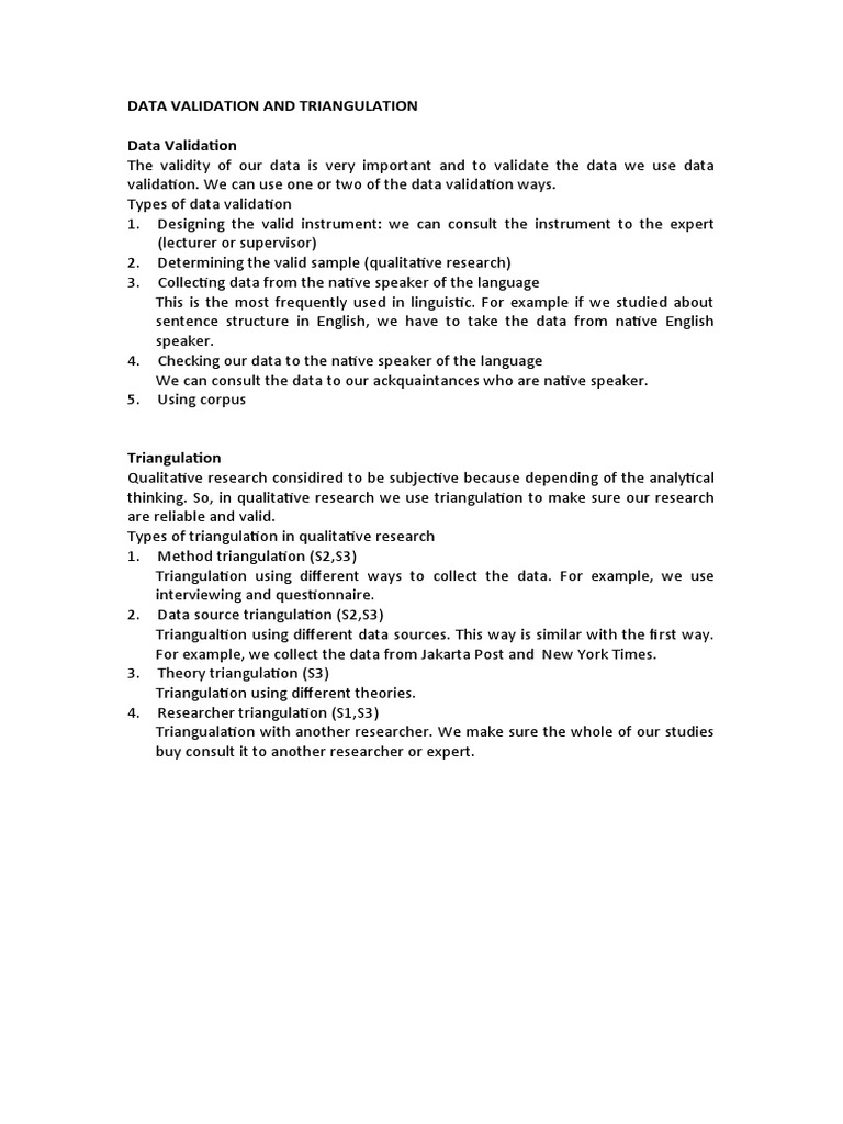 Data Validation and Triangulation | PDF