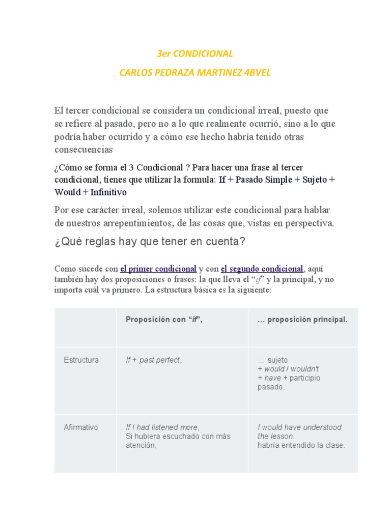 3er CONDICIONAL | PDF | Artes del Lenguaje y Comunicación