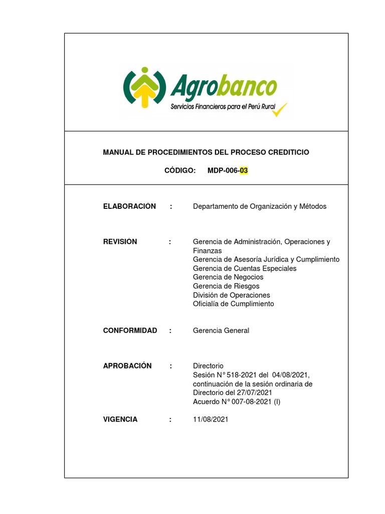 MDP-006-03 Manual Del Proceso Crediticio 10-08 | PDF | Bienes (Ley ... MDP-006-03 Manual Del Proceso Crediticio 10-08 | PDF | Bienes (Ley ...
