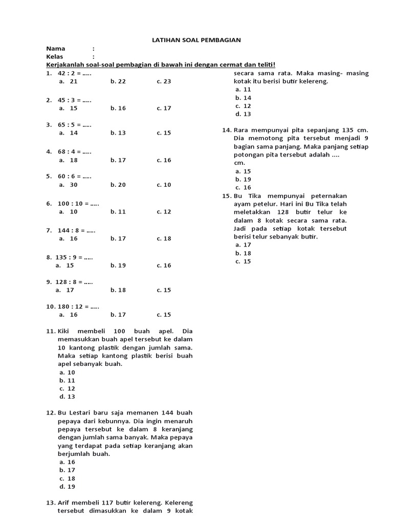 Test Soal Pembagian | PDF