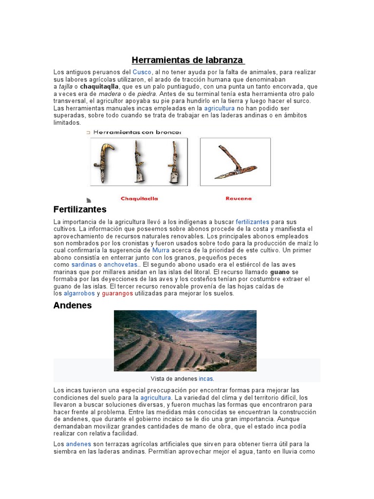 Herramientas de Labranza Inca 2° Sec. | PDF