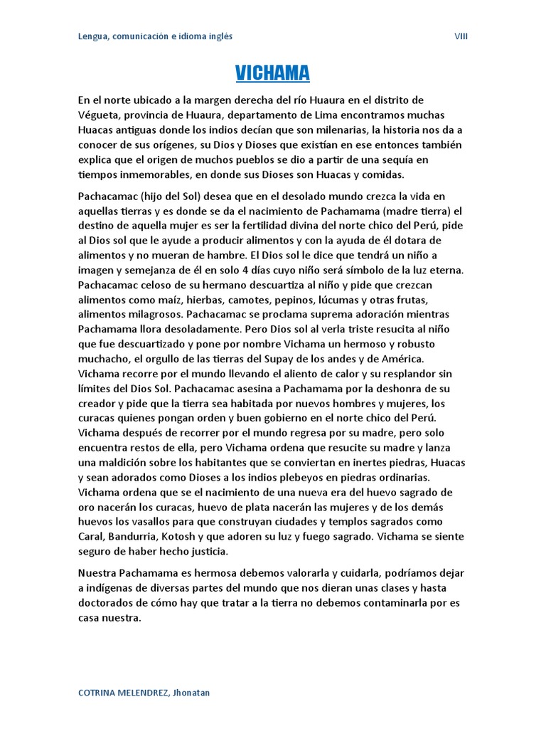 Vichama: Dios de la Fertilidad y Luz | PDF | Historia