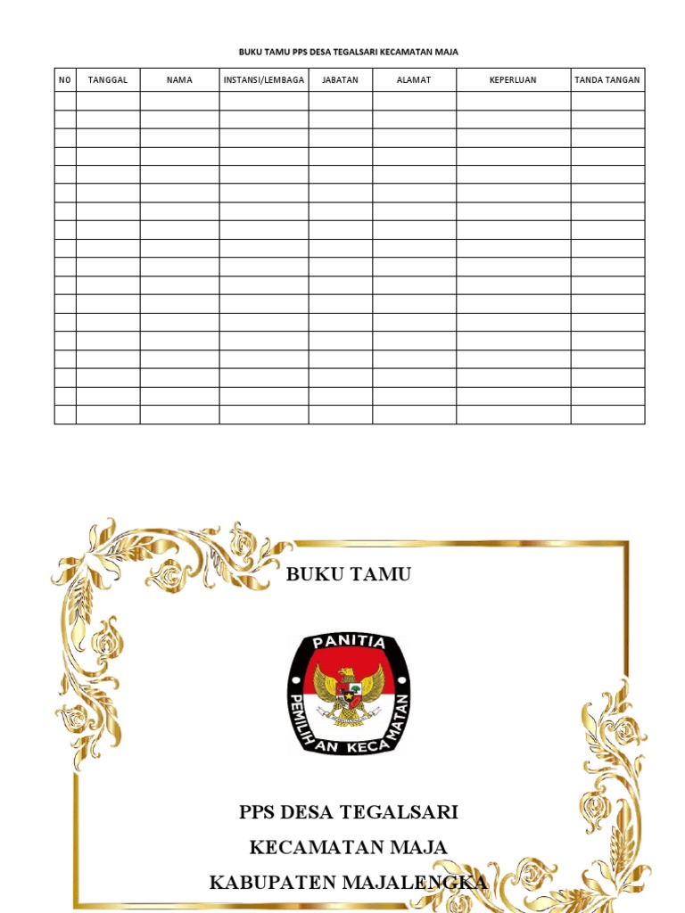 Buku Tamu Pps Desa Tegalsari Kecamatan Maja | PDF