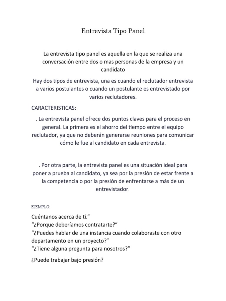 Entrevista Tipo Panel | PDF