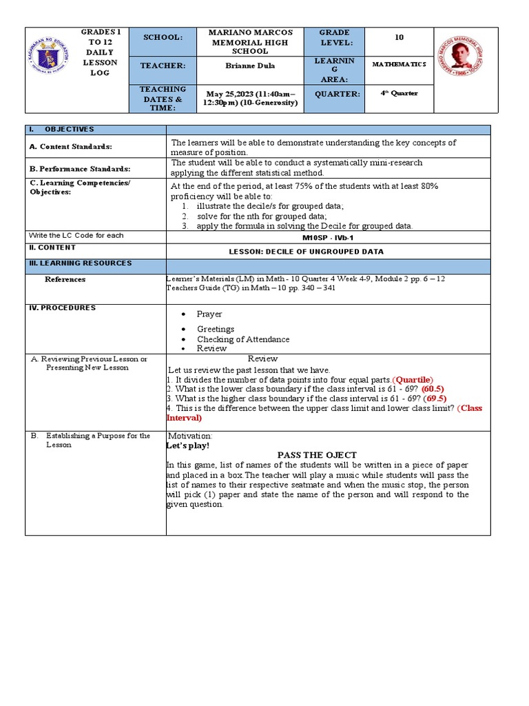 LP Decile Dula | PDF | Mathematics | Behavior Modification