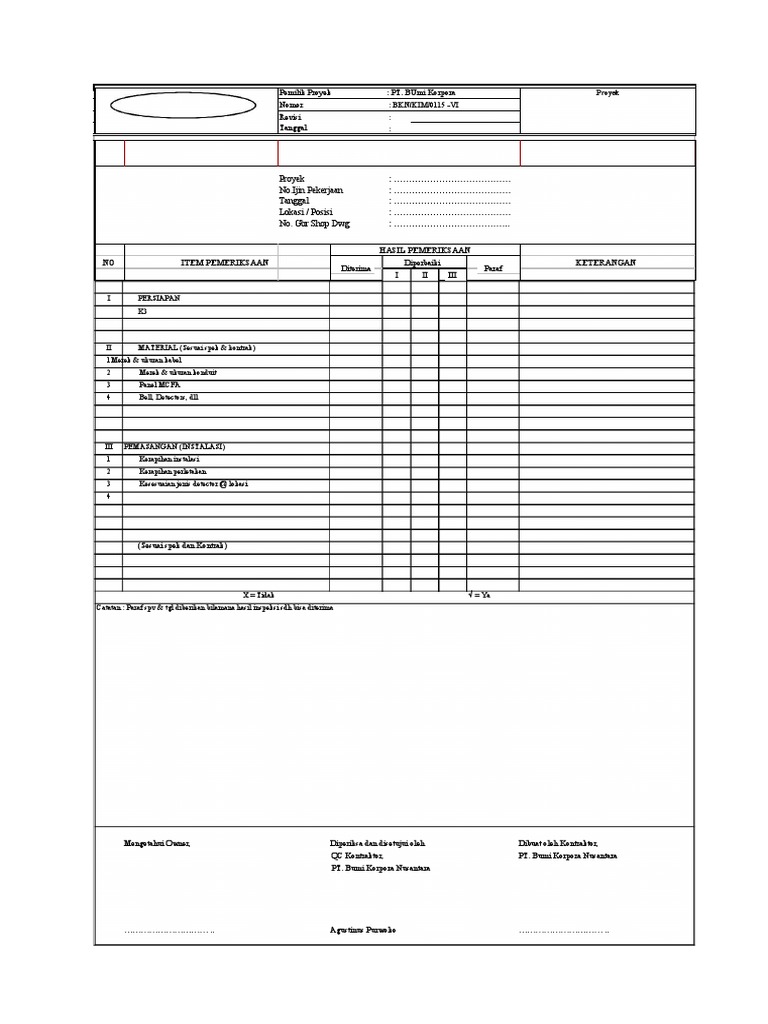 Checklist Inspeksi Fire | PDF