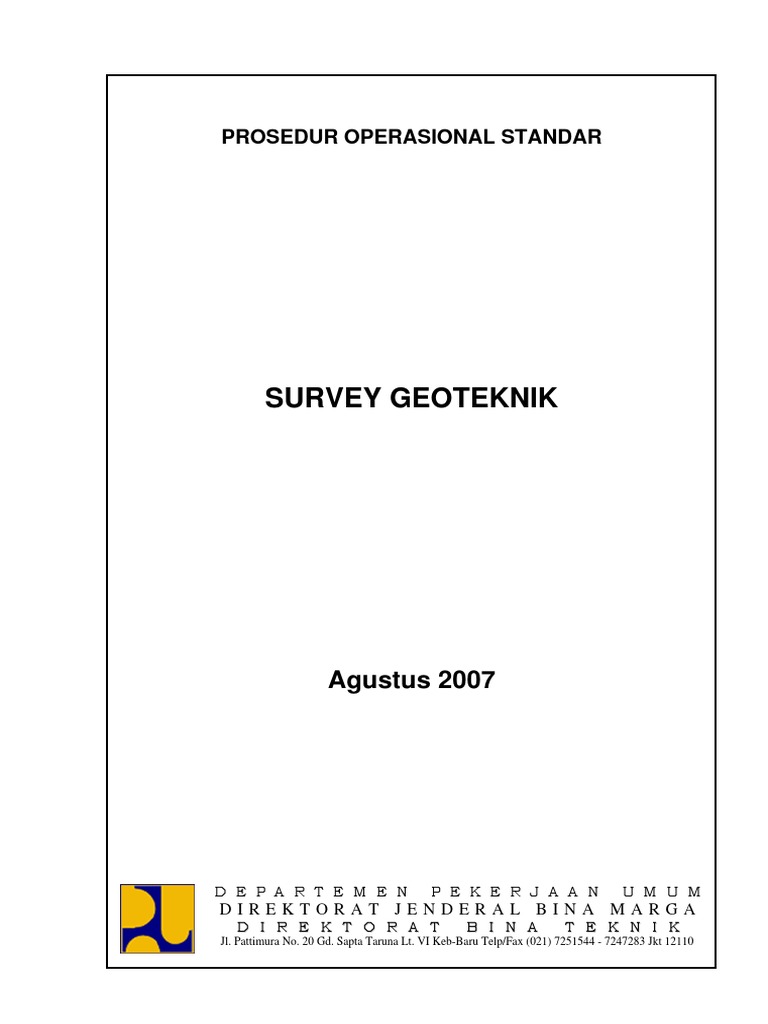 Prosedur Operasional Standar Survey Geot Tanah | PDF
