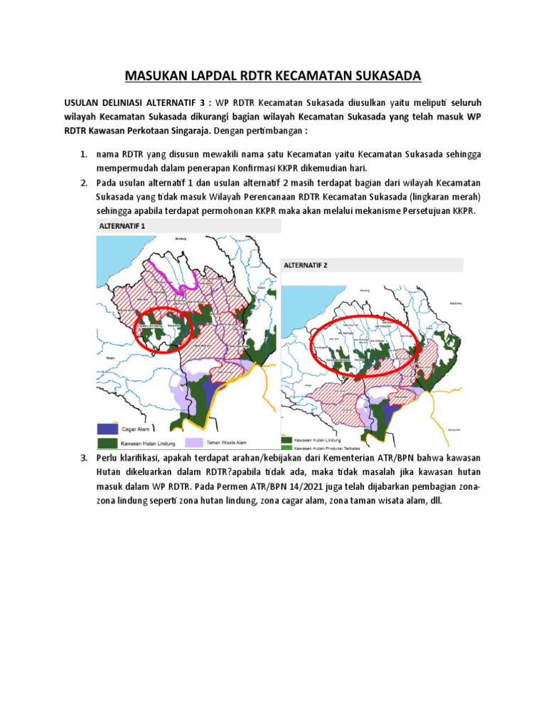 Masukan Lapdal RDTR Kecamatan Sukasada | PDF | Sains & Matematika