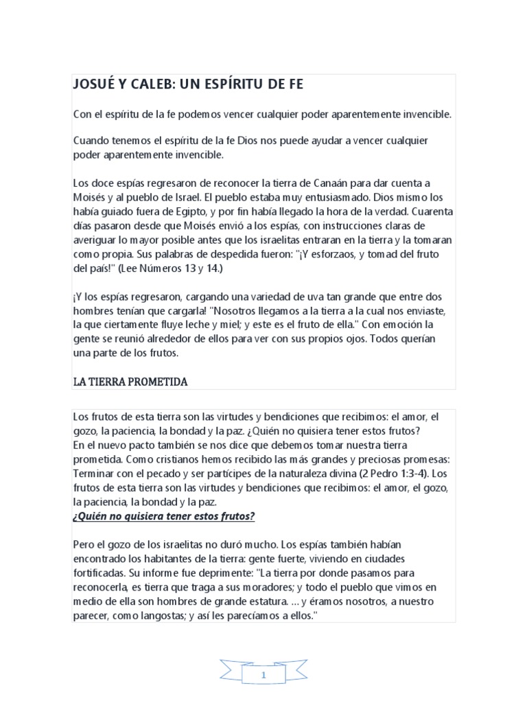 JOSUÉ Y CALEB 06 Mayo 2023 | PDF | Joshua | Pecado