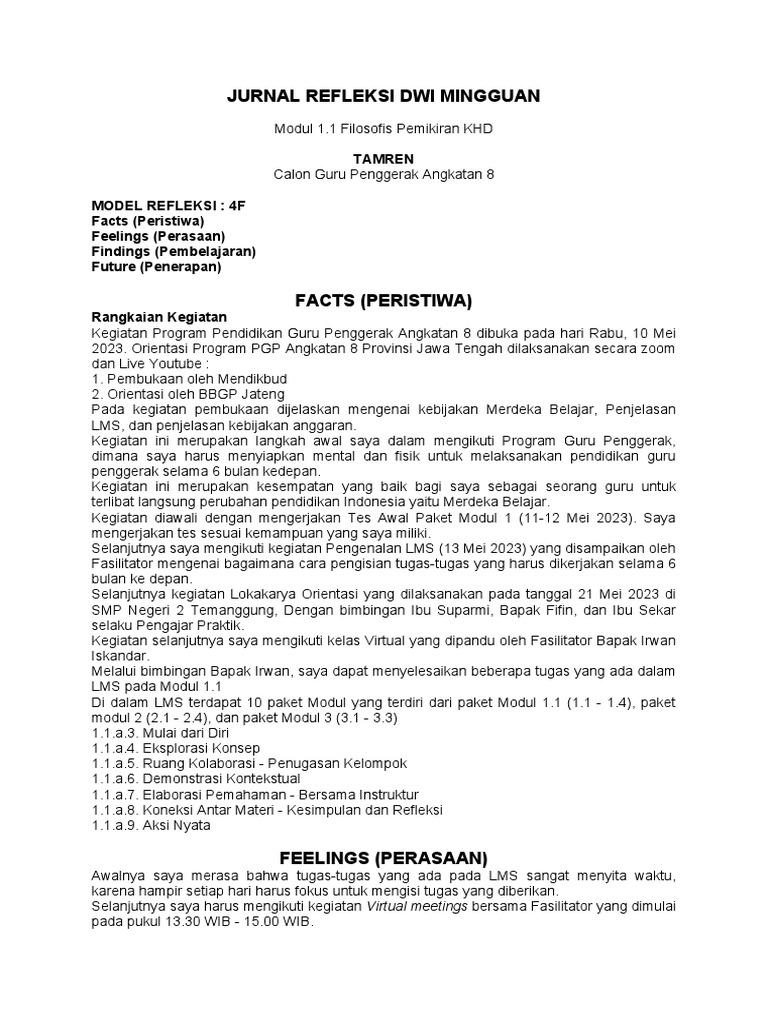 Jurnal Refleksi | PDF | Karier & Perkembangan