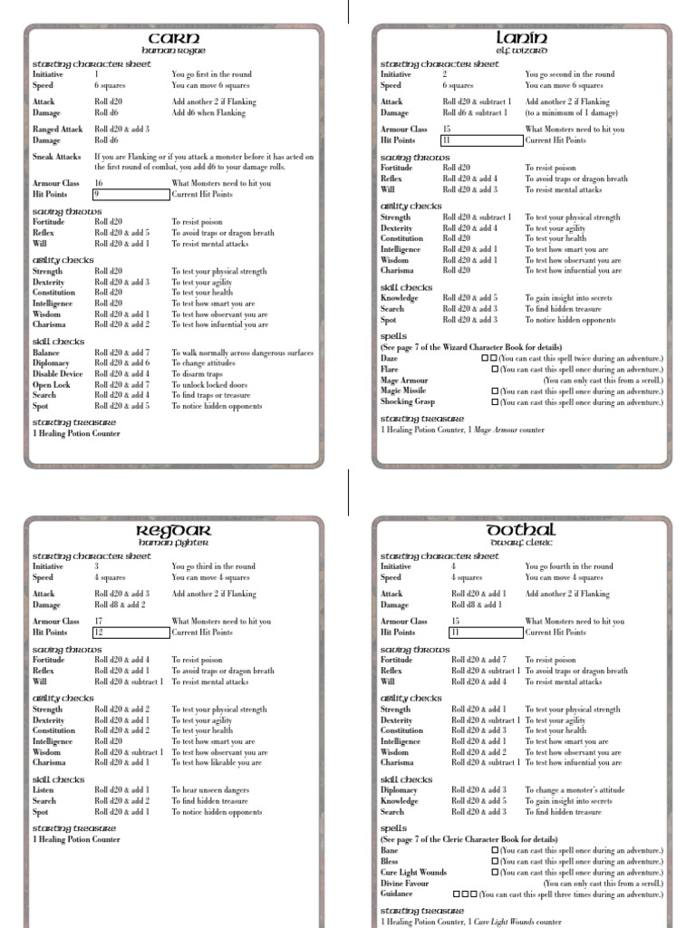 DND Basic-2006-Start Character Sheets | PDF | D20 System | Magician ...