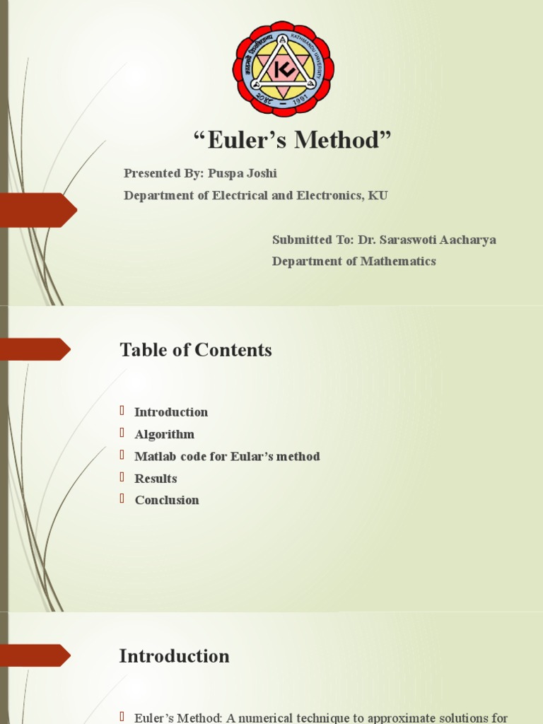 Presentation Euler Method | PDF