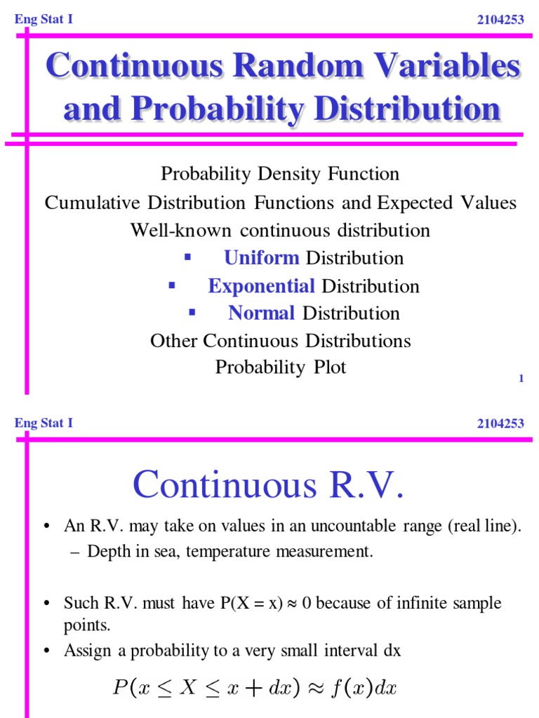 Continuous Random Variables & Distributions | PDF | Probability Distribution | Probability ...