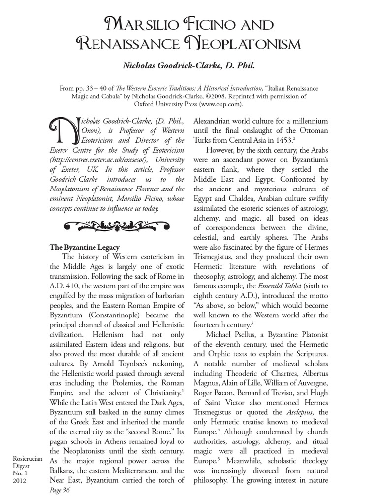 Marsilio Ficino and Renaissance Neoplato | PDF | Western Esotericism | Marsilio Ficino