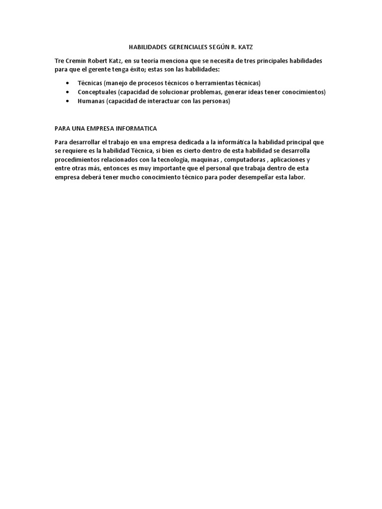 Habilidades Gerenciales Según R | PDF