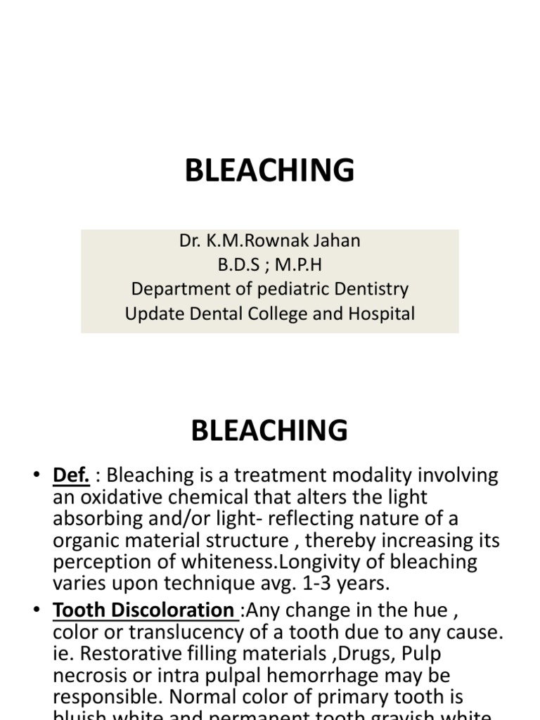 Bleaching of Teeth | PDF | Tooth Enamel | Hydrogen Peroxide