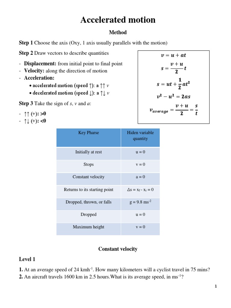 Chap2 Accelerated Motion Worksheet | PDF | Speed | Acceleration