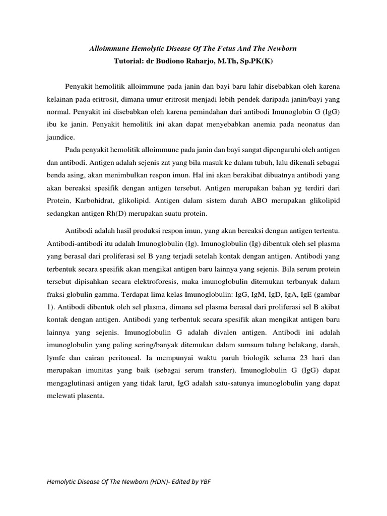 Alloimmune Hemolytic Disease of The Fetus and The Newborn 2 | PDF