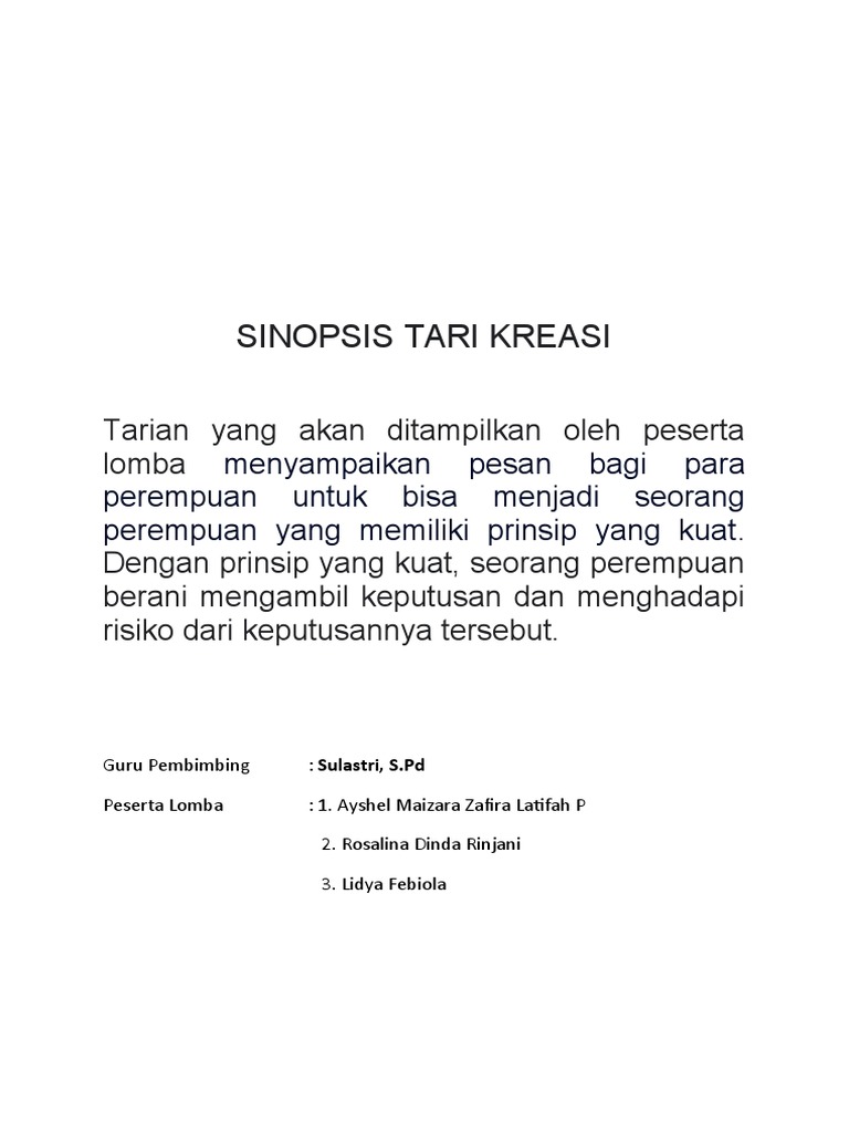 Sinopsis Tari Kreasi | PDF