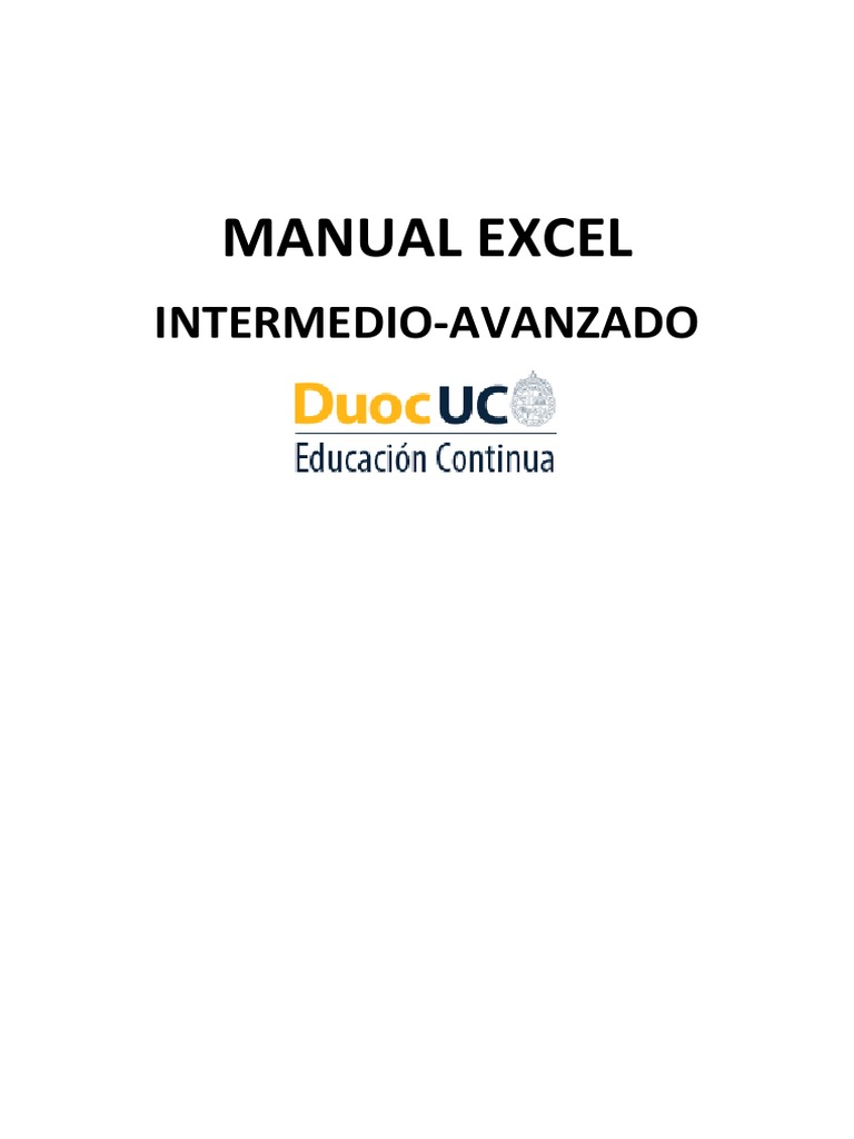 Manual Excel Intermedio Avanzado | PDF Manual Excel Intermedio Avanzado | PDF