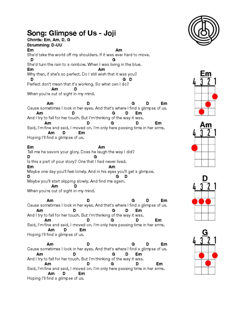 Glimpse of Us - Joji PDF Chord Sheet | PDF