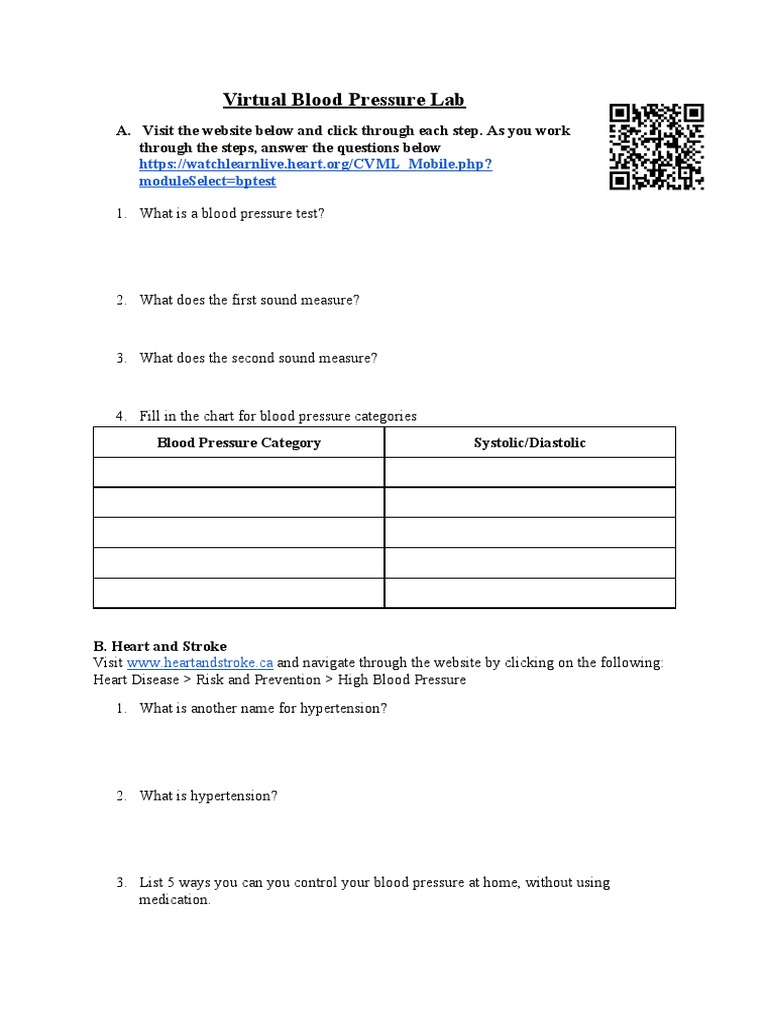 Virtual Blood Pressure Lab | PDF | Wellness
