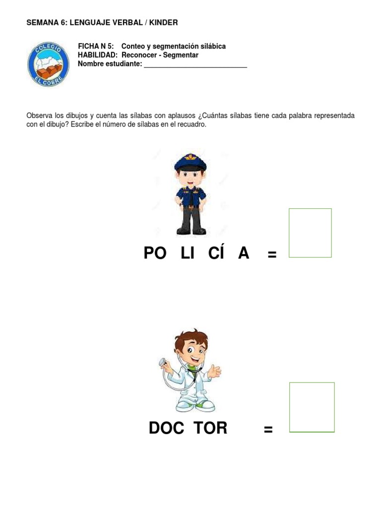 Conteo y Segmentación Silábica | PDF | Artes del Lenguaje y Comunicación