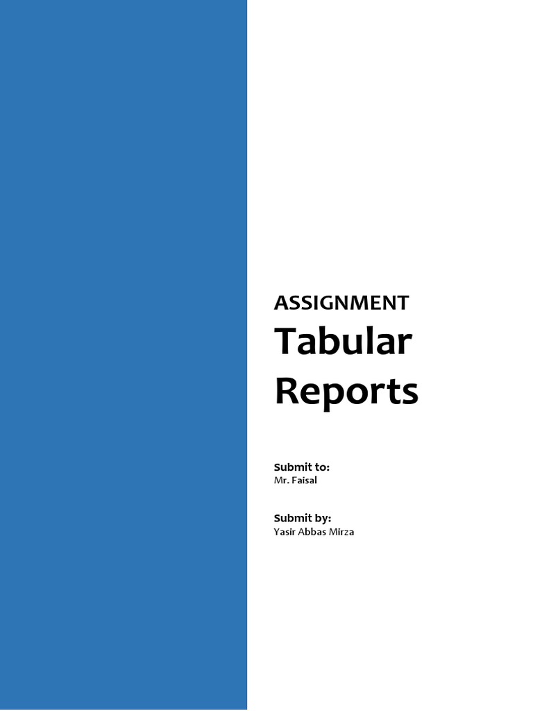 ASSIGNMENT - Tabular Reports - SF05-Yasir Abbas Mirza | PDF