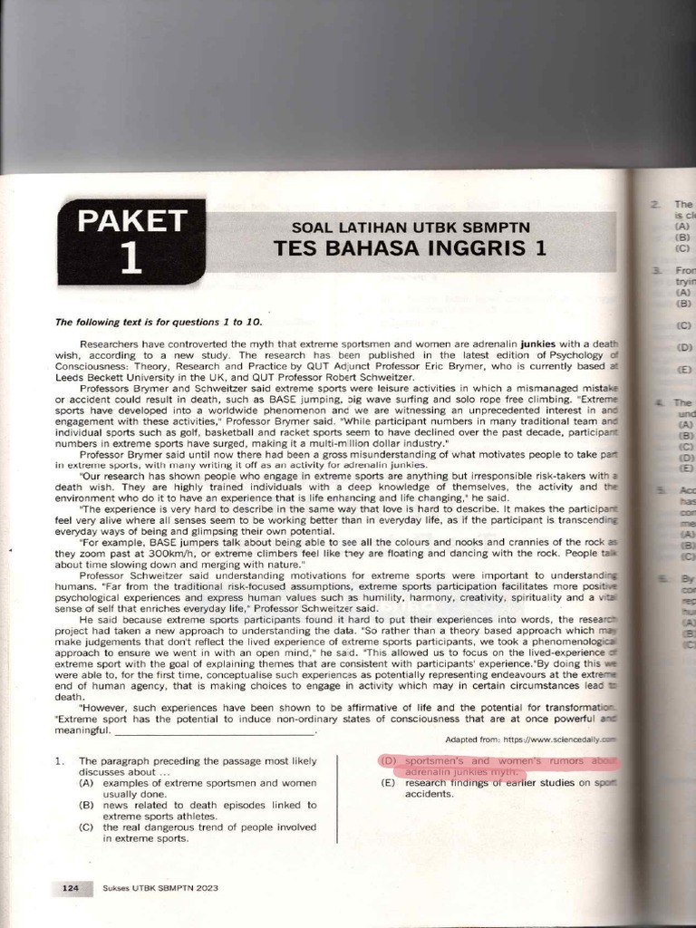 Tes Bahasa Inggris | PDF