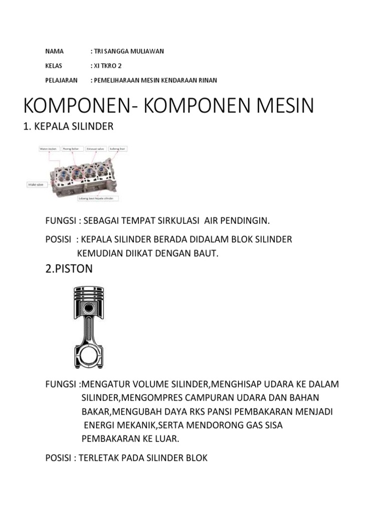 Komponen Mesin Mobil dan Fungsinya | PDF | Griya & Taman