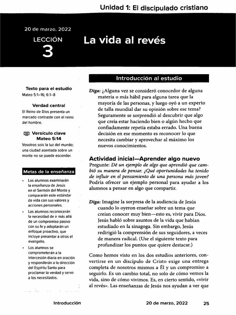 LECCIÓN 03 - La Vida Al Revés (Maestro) | PDF
