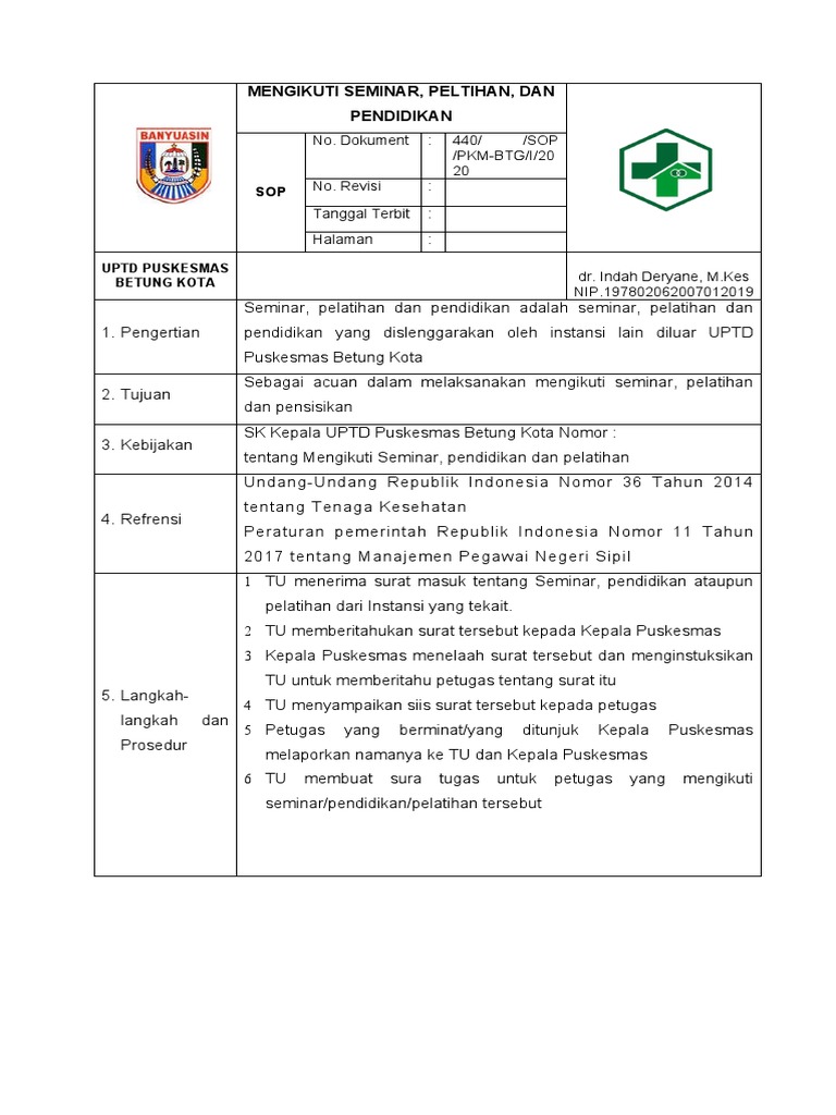 Sop Jenis Pelayanan | PDF