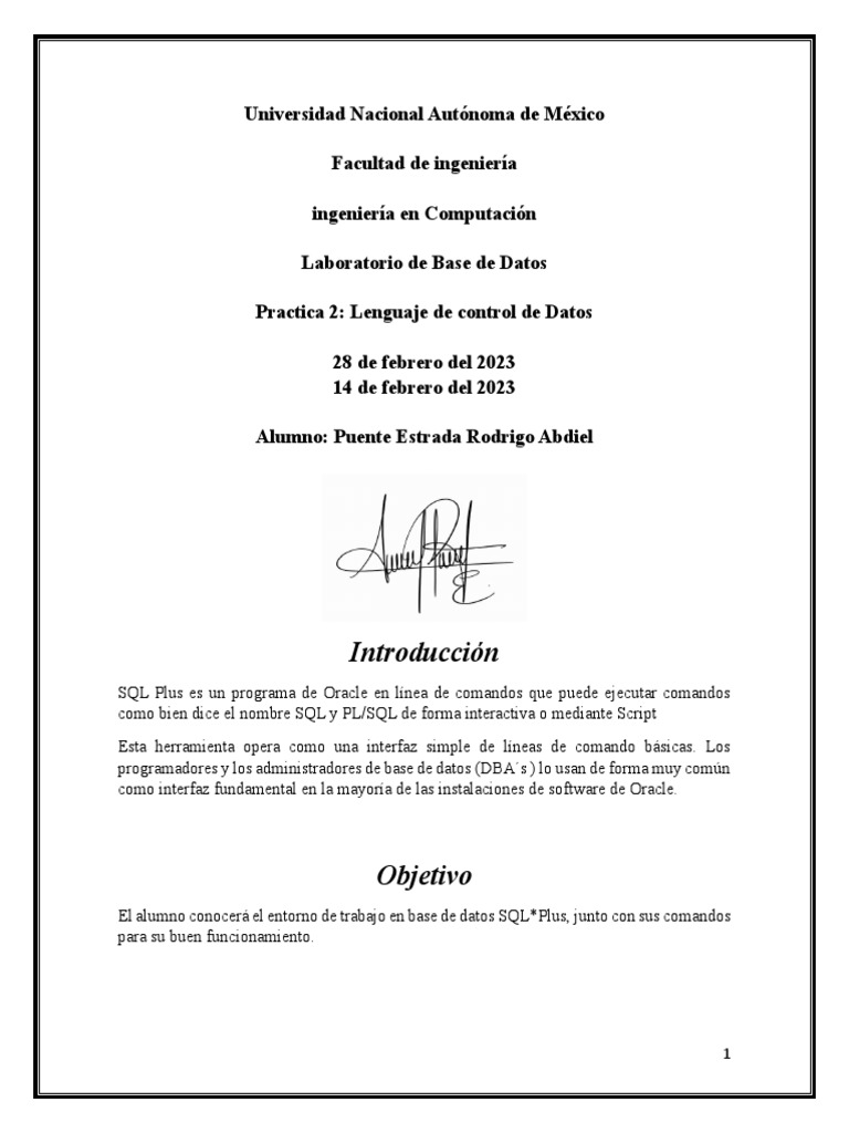 Práctica de SQL en UNAM | PDF | SQL | Bases de datos