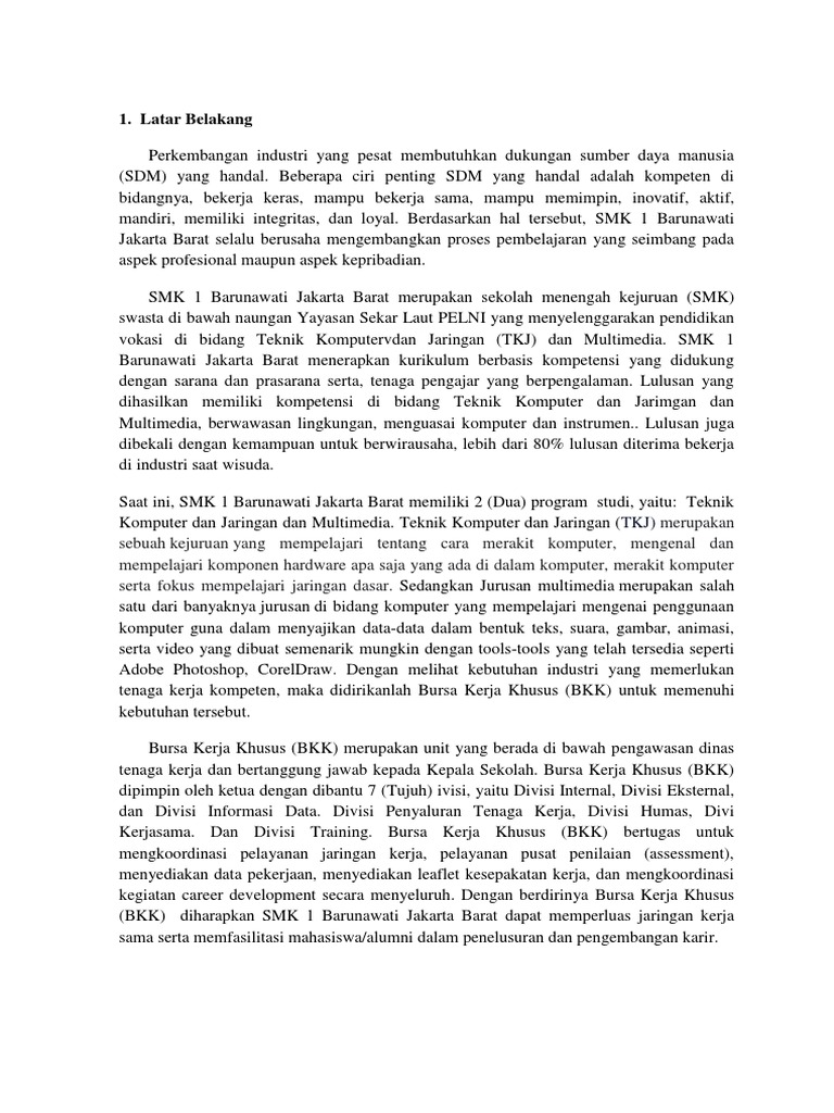 Proposal Job Fair 2023 SMK 1 Barunawati | PDF