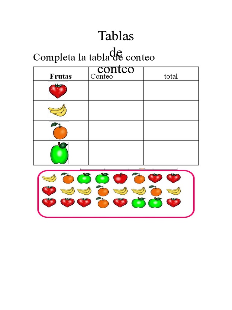 Ficha de Matemática Tablas de Conteo | PDF