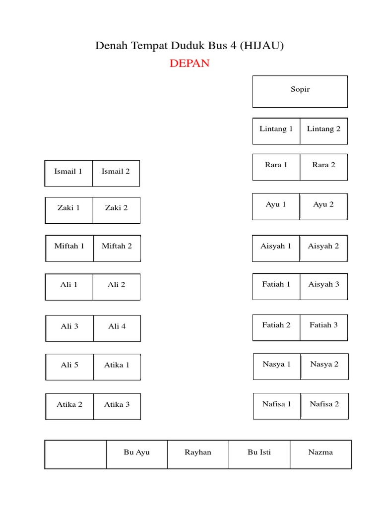 Denah Tempat Duduk Bus 4 | PDF