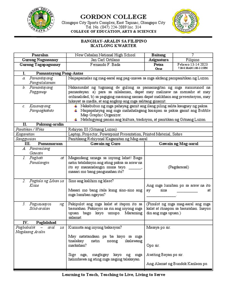 DLP Aralin 3.1 Day1 | PDF