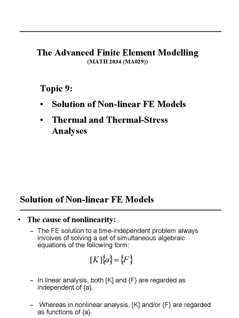 Analysis of Nonlinear Finite Element Models and Thermal Stress Analysis ...