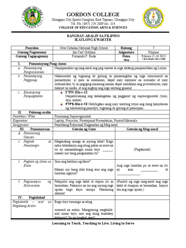 DLP Aralin 3.1 Day3 | PDF